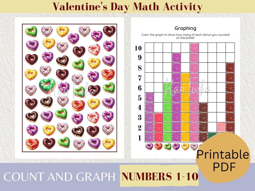 Hearts Count and Graph Worksheets, Valentine's Day Math Activity ...