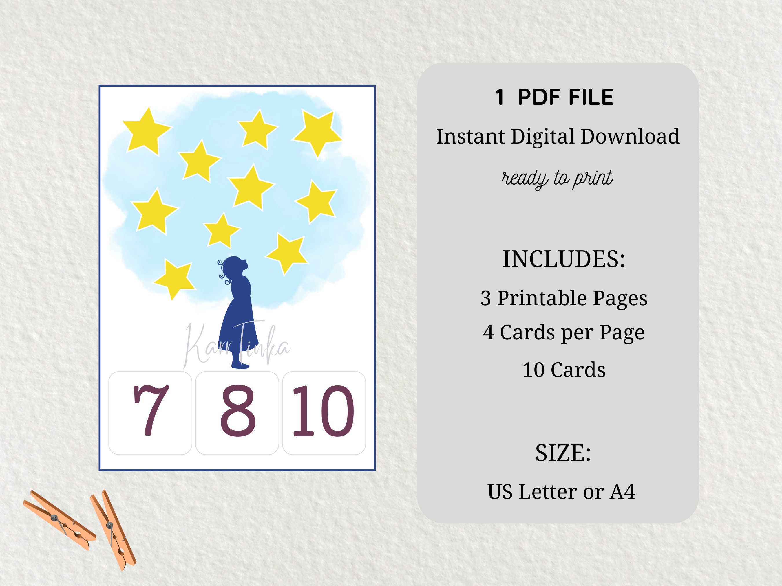 Stars Count and Clip Cards, Count and Match, Numbers Learning, Toddler ...