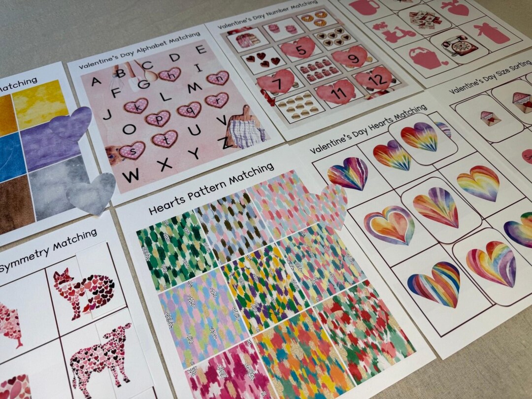 Valentine's Day Matching Activity Pack, Valentine Learning Worksheets ...