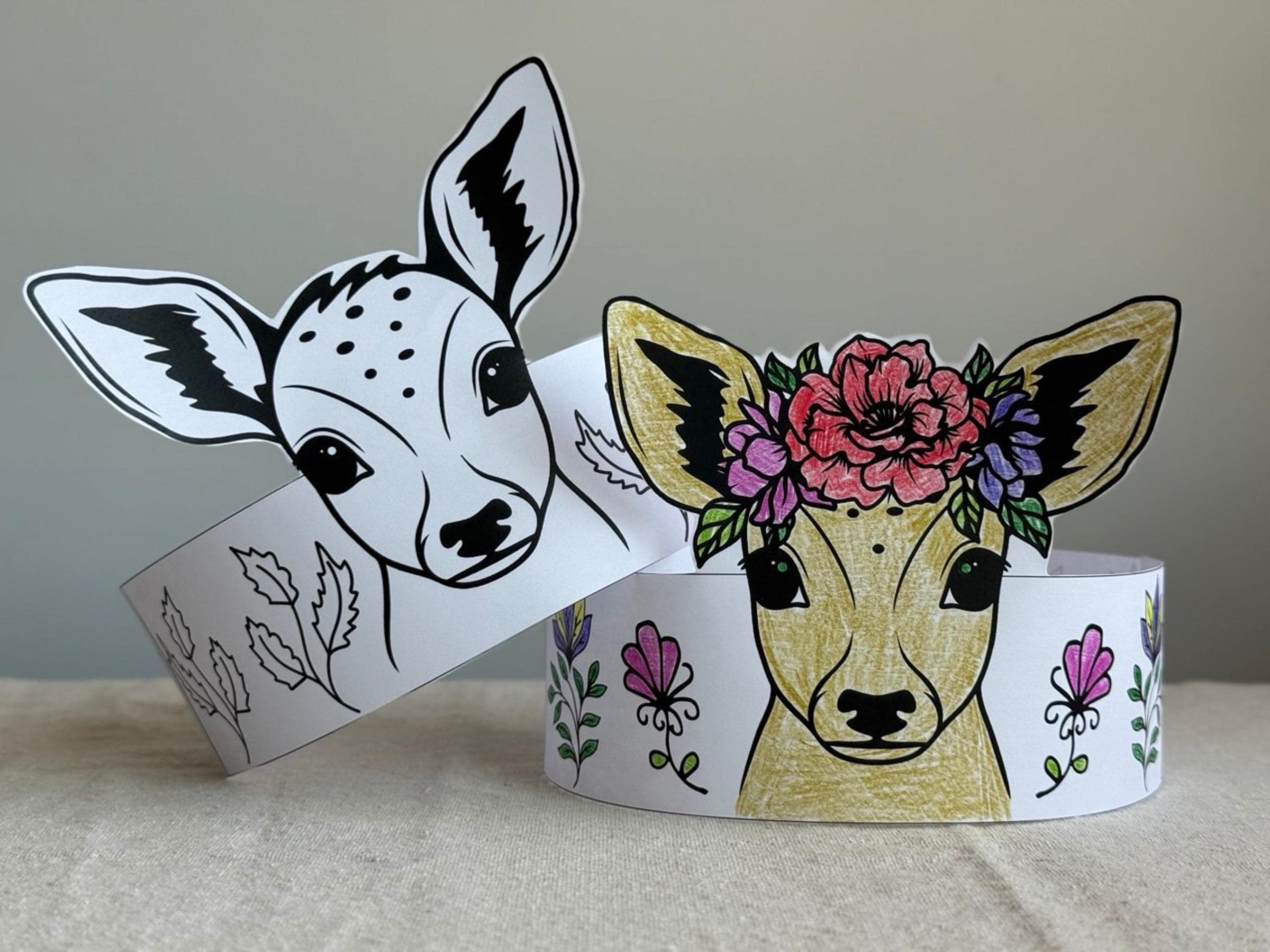 Woodland Animals Coloring Paper Crown, DIY Seasonal Paper Crafts ...