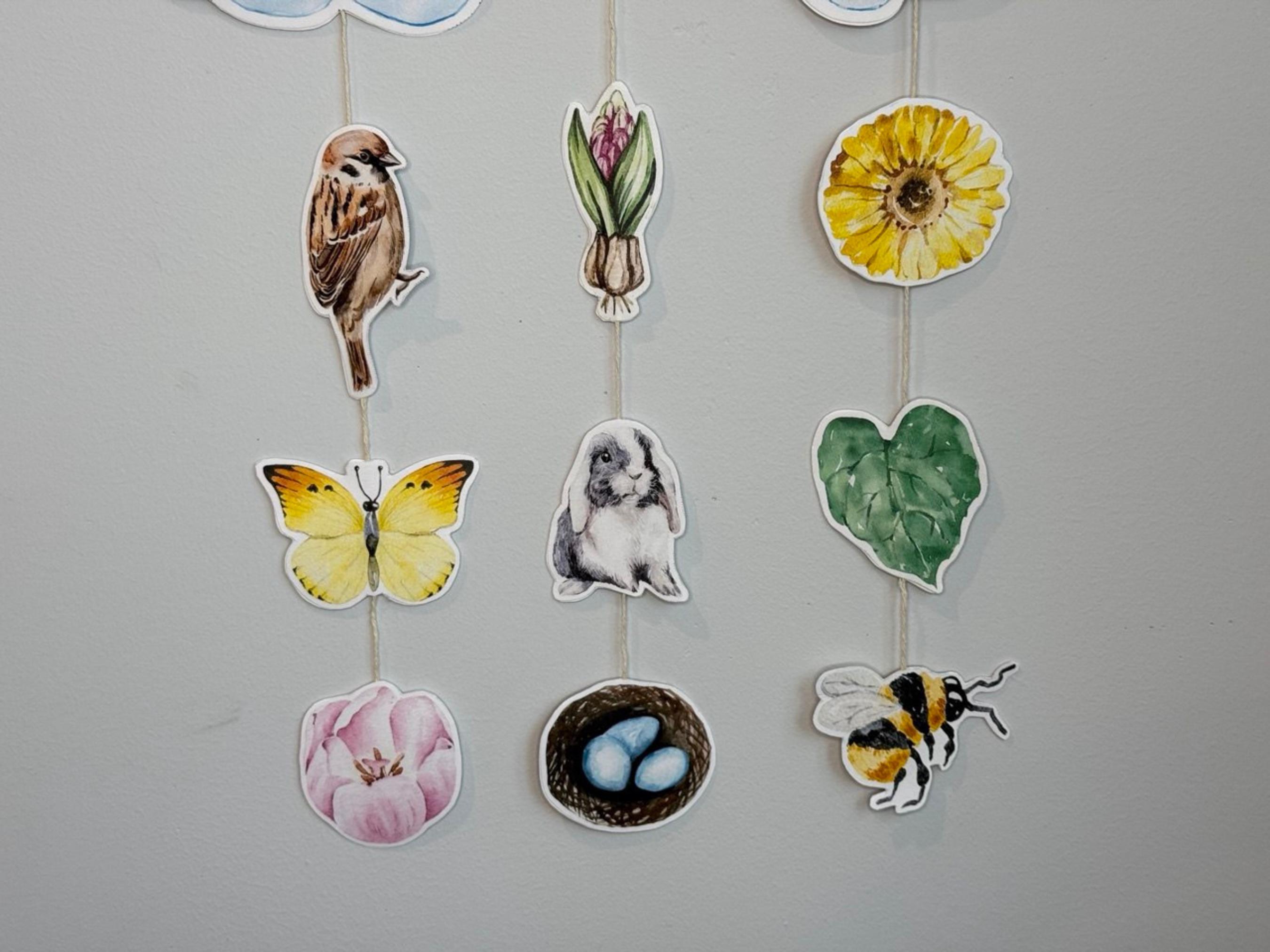 Spring Paper Mobile, Printable Wall Hanging, DIY Paper Spring Decor ...