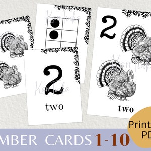 Farm Numbers 1 to 10 Flash Cards Printable, Nature Flashcards, Counting ...