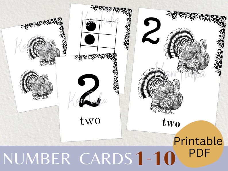 Farm Numbers 1 to 10 Flash Cards Printable, Nature Flashcards, Counting ...