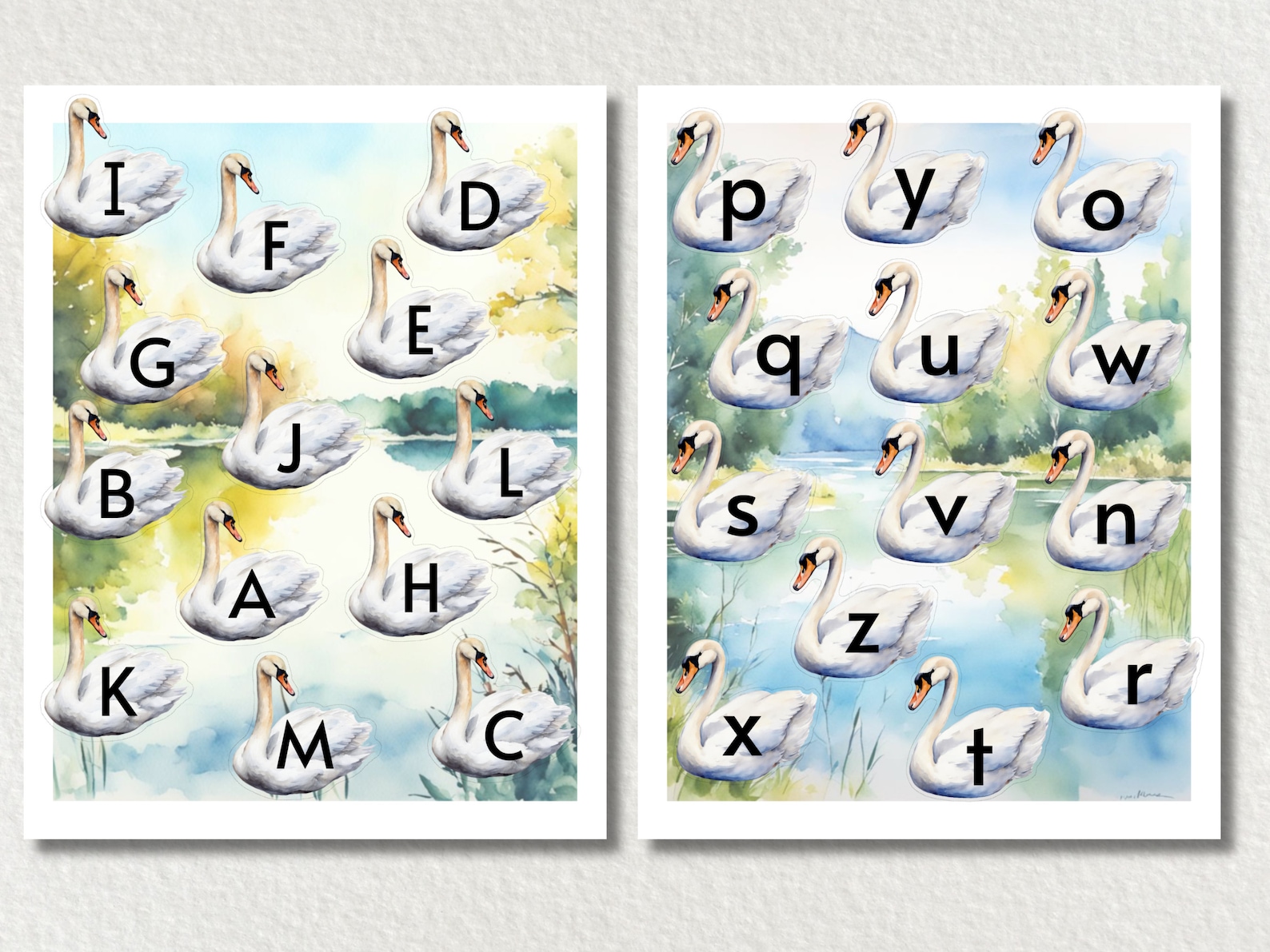 Swan Letter Matching Cards, Alphabet Recognition Activity, Montessori ...