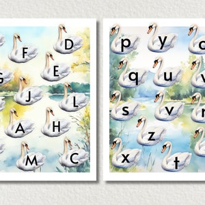 Swan Letter Matching Cards, Alphabet Recognition Activity, Montessori ...
