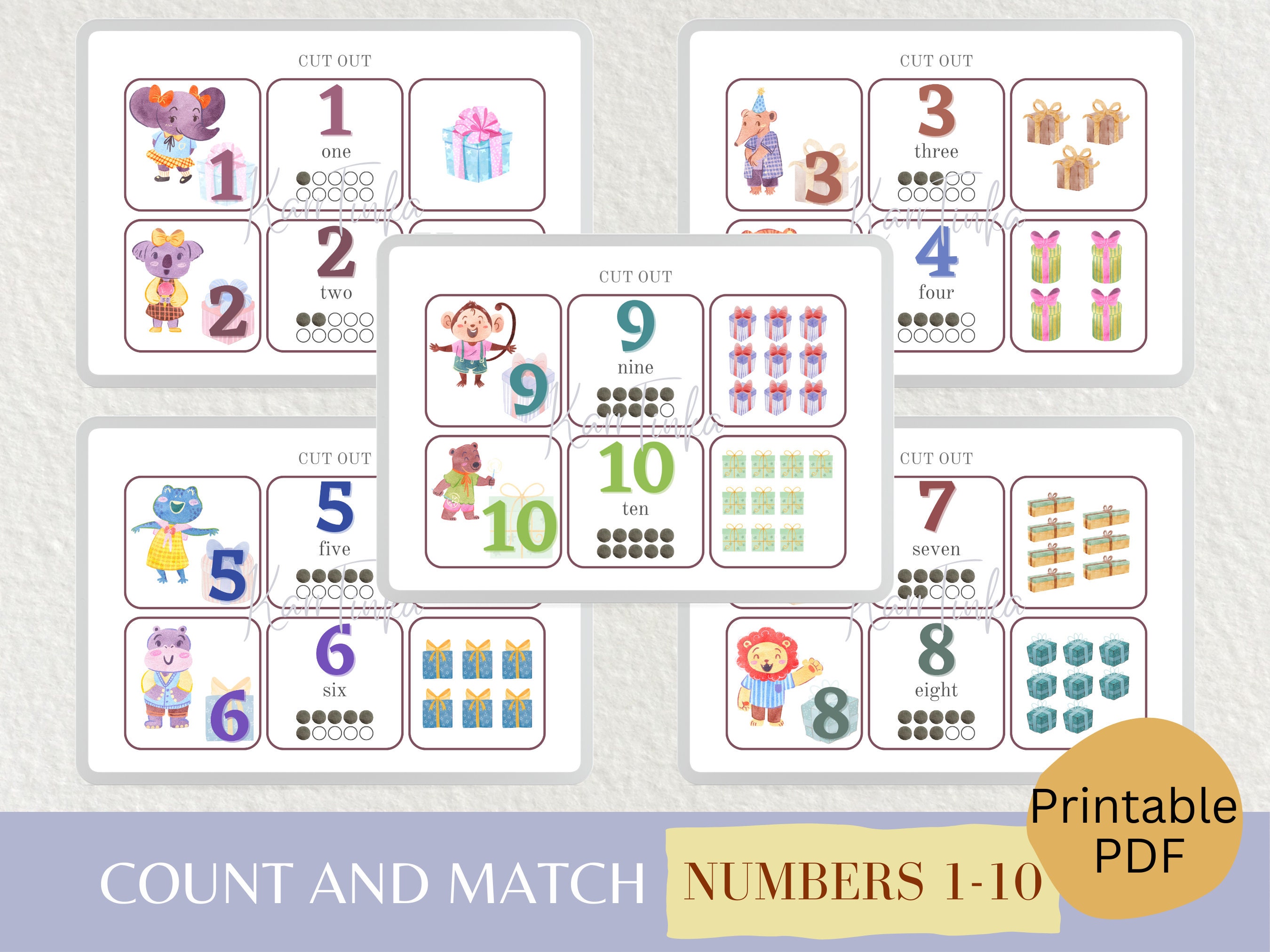 Numbers 1 to 10 Count, Count and Match, Toddler Counting Activity ...