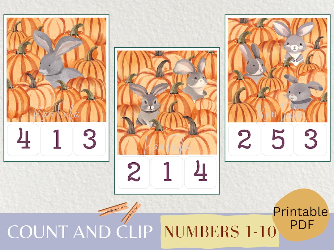 Rabbit Count and Clip Cards 1-10, Count and Match, Numbers Learning ...