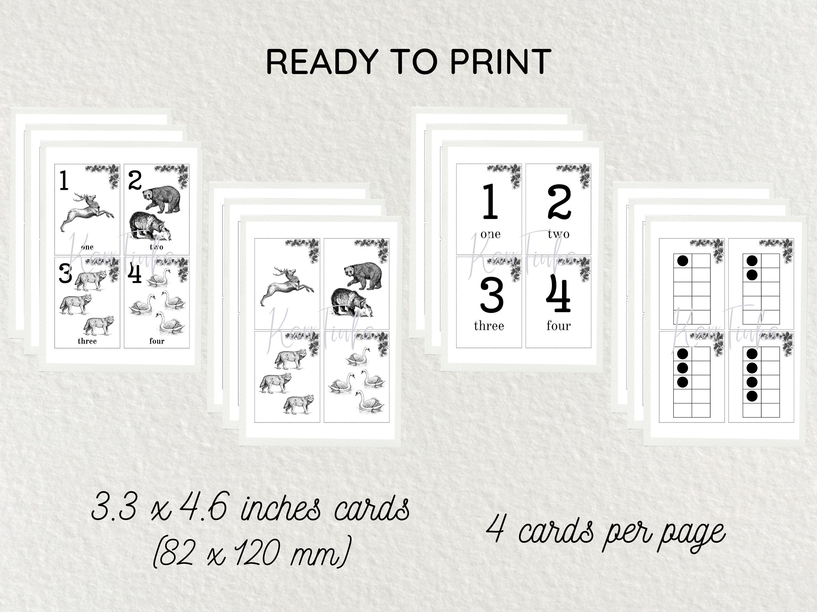 Woodland Numbers 1 to 10 Flash Cards Printable, Nature Flashcards ...