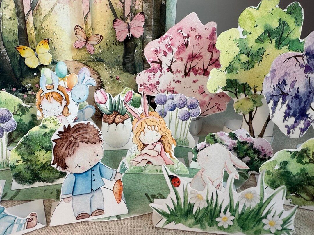Cute Spring Easter Printable Diorama Kit, Build Kids Easter Paper Scene ...
