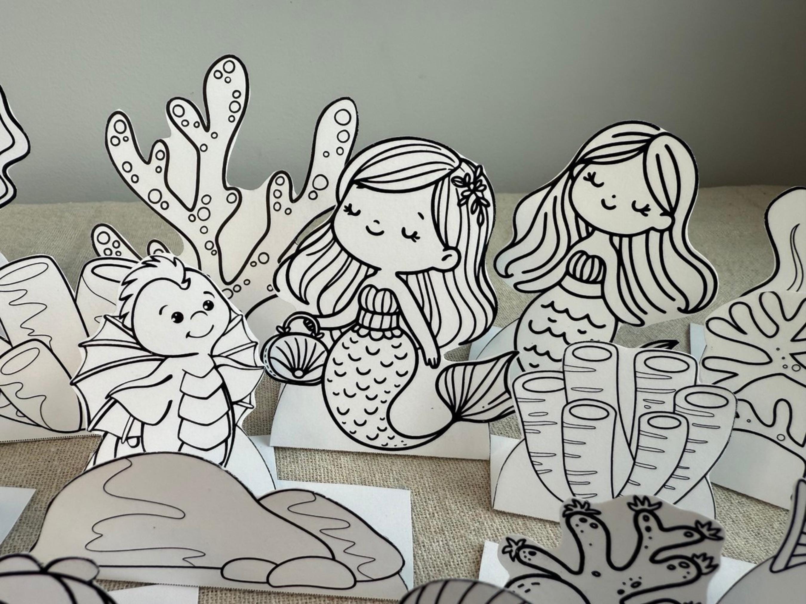 Mermaids Coloring Play Set, Ocean Coloring Diorama, Underwater Coloring ...