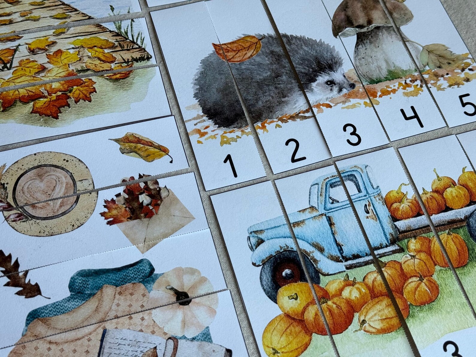 Autumn Fall Number Sequence Math Puzzles, Numbers 1-5, Numbers 1-10 ...