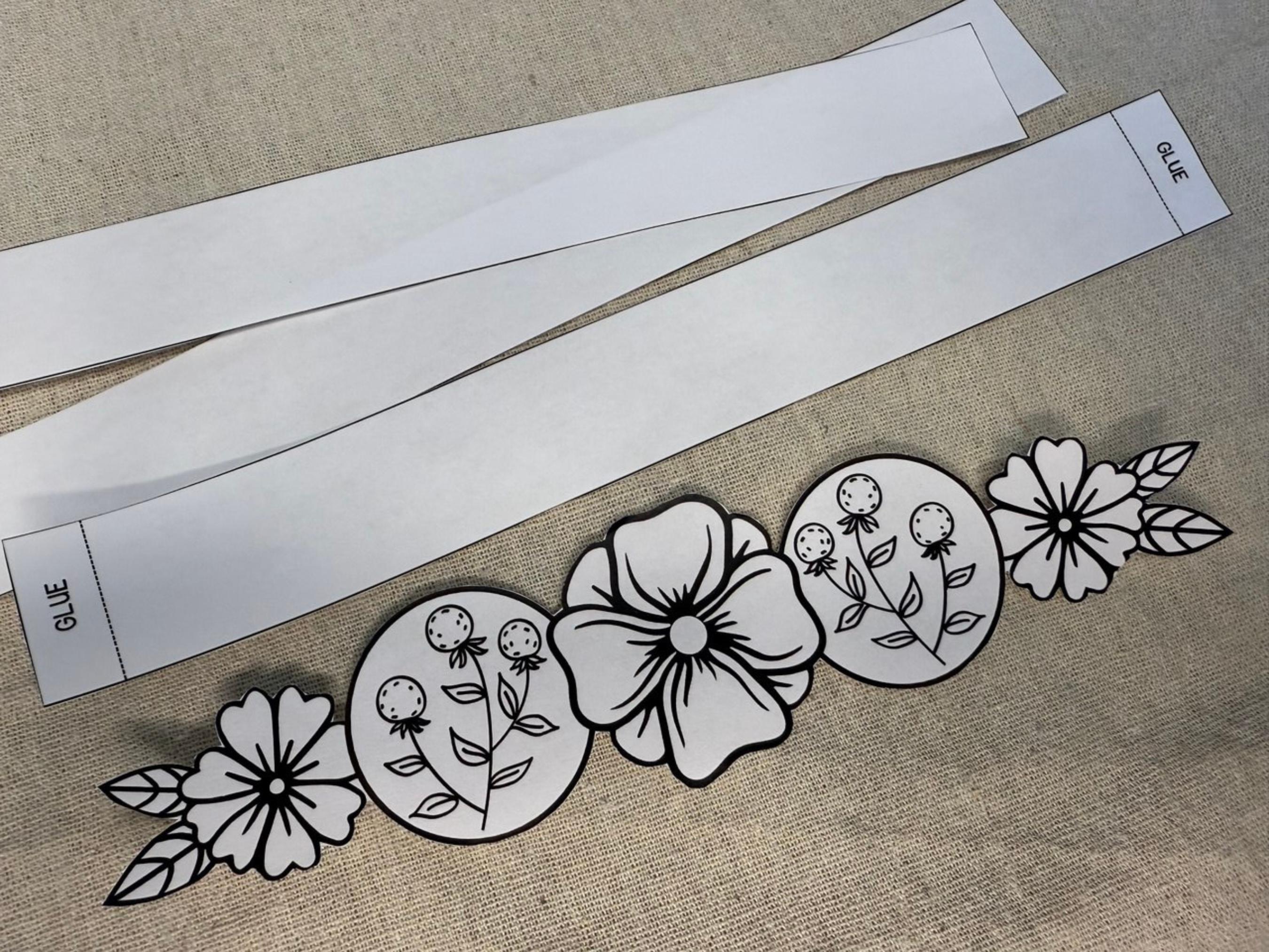 Spring Summer Flower Coloring Paper Crown, DIY Seasonal Paper Crafts ...