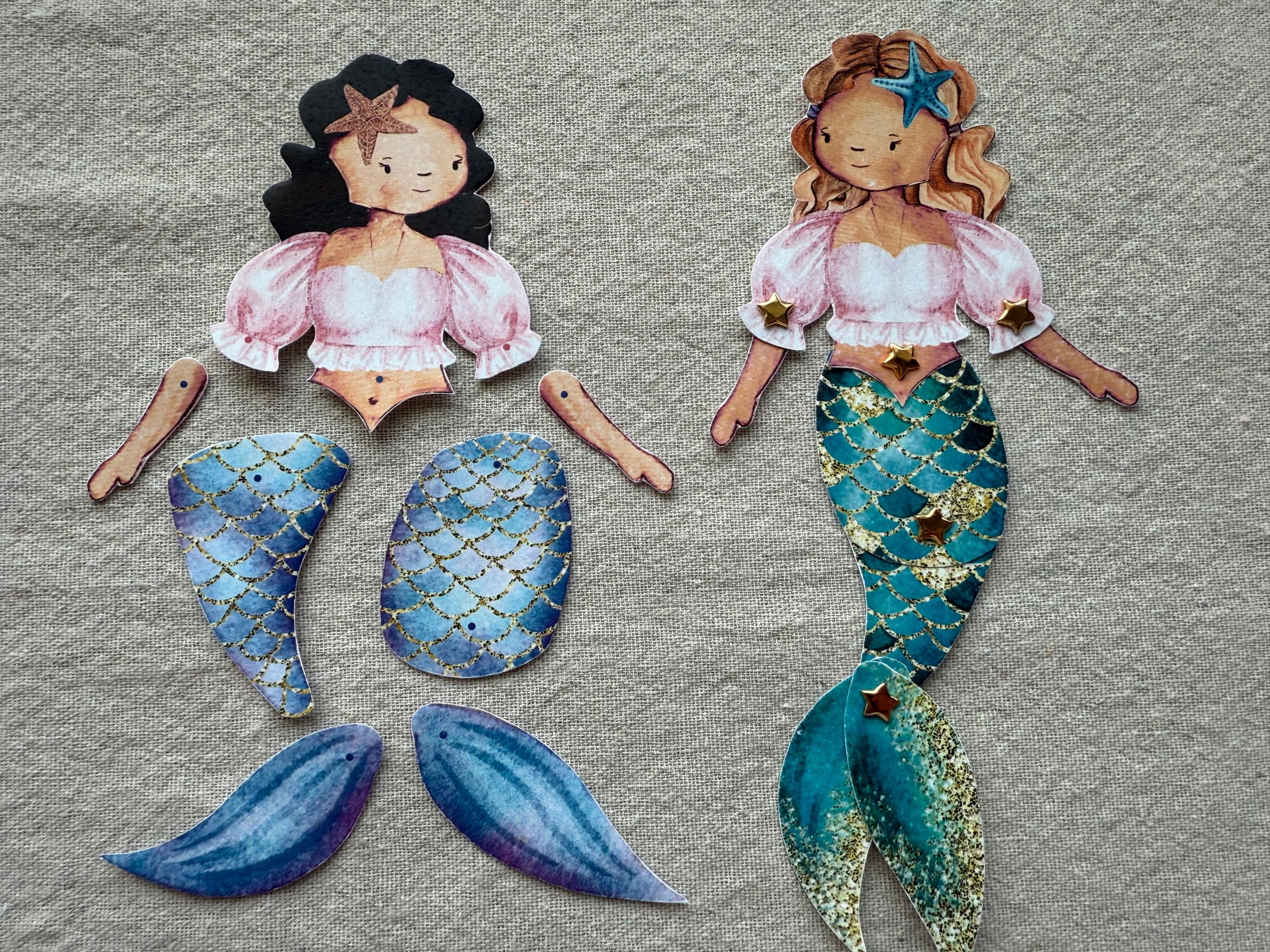 Articulated Mermaid Paper Dolls, Movable Mermaid Paper Doll, Play Craft ...