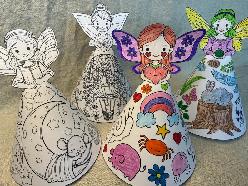 Fairy Dolls Paper Craft Kit, Paper Doll Coloring Set, Printable Paper ...