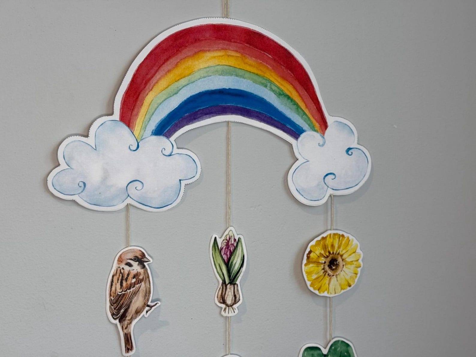 Spring Paper Mobile, Printable Wall Hanging, DIY Paper Spring Decor ...