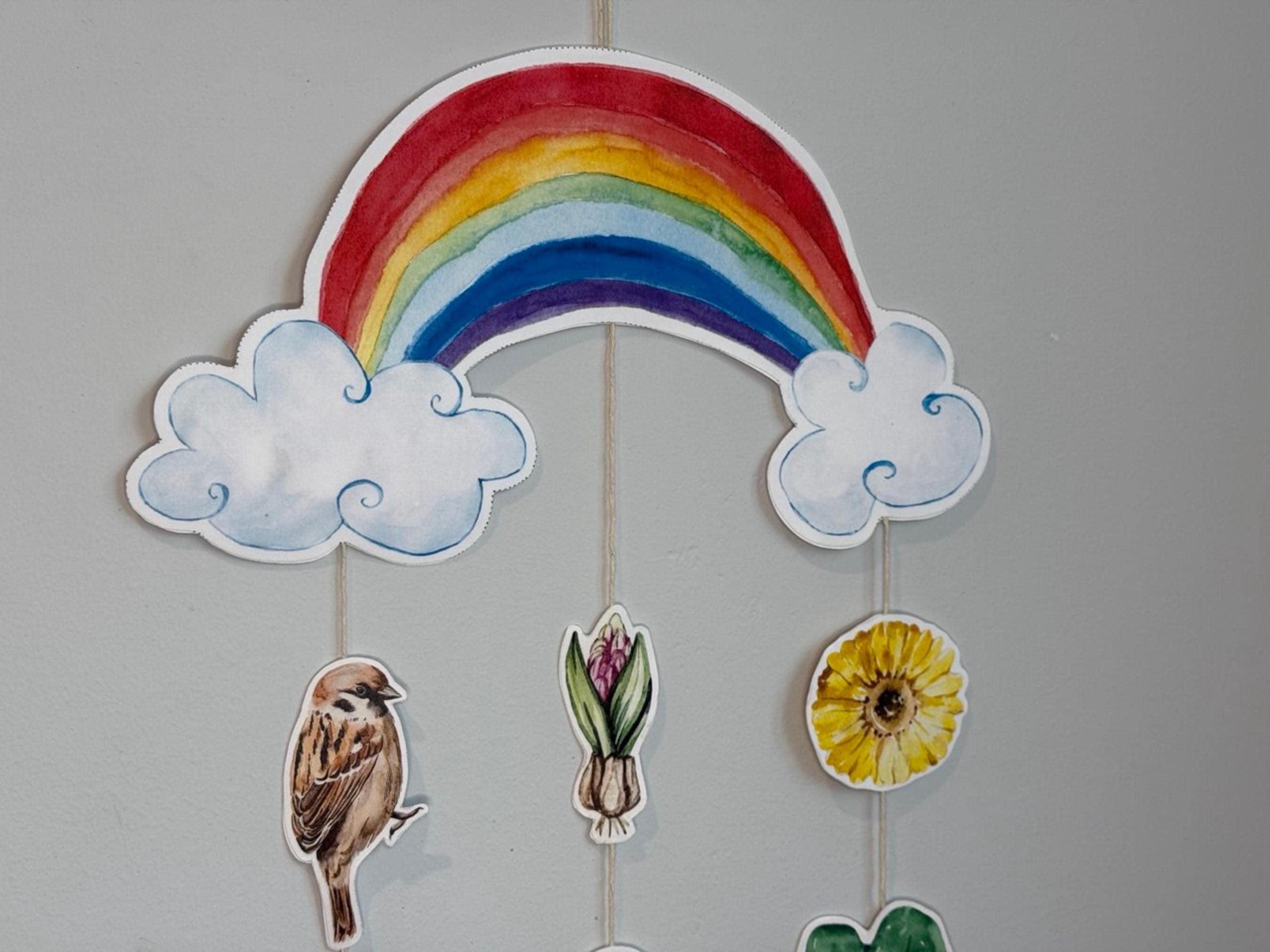 Spring Paper Mobile, Printable Wall Hanging, DIY Paper Spring Decor ...