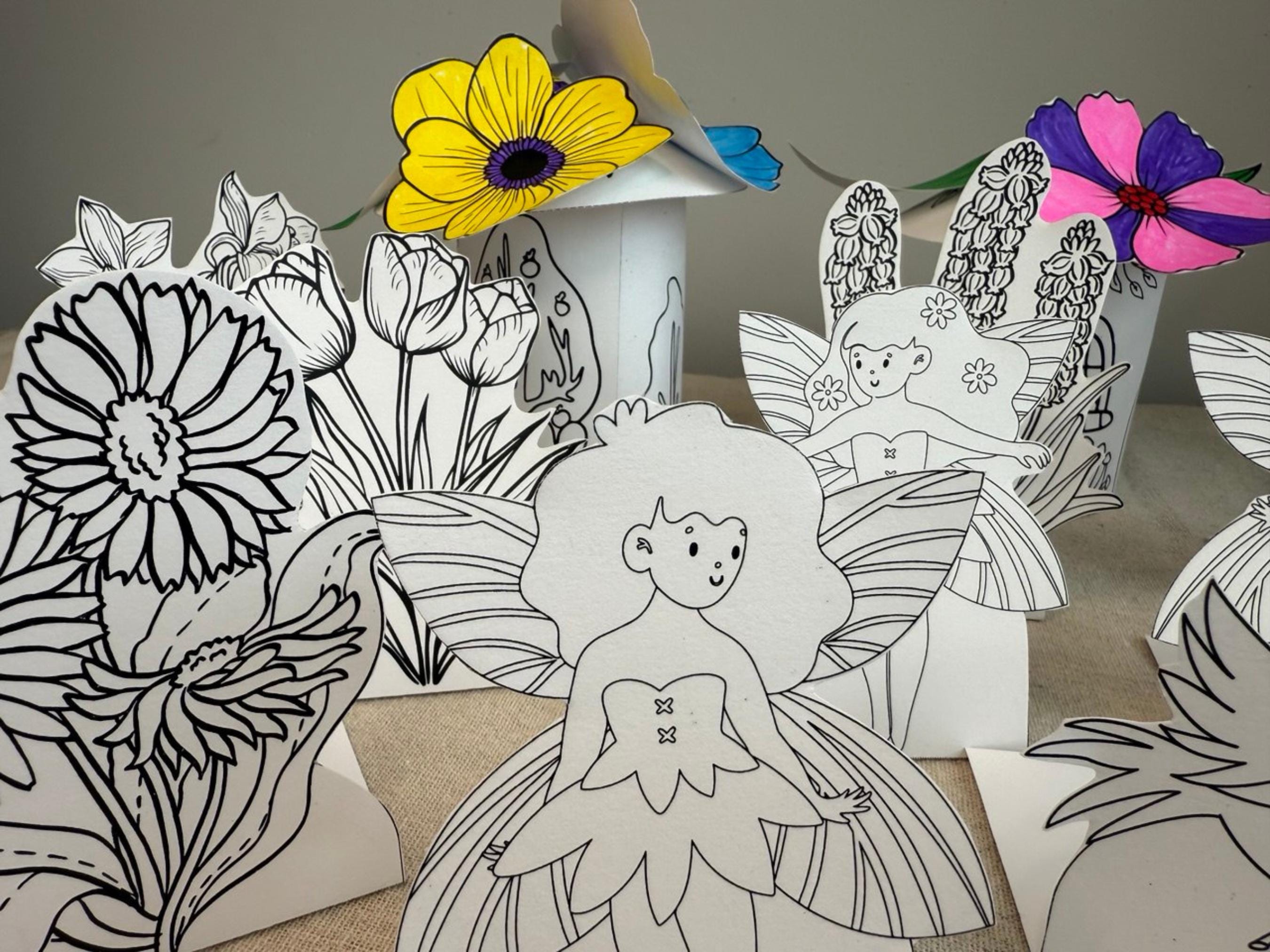 Fairy Flower Garden Coloring Play Set, Flower Garden Coloring Diorama ...