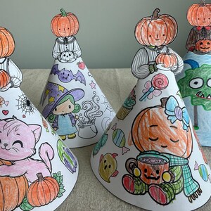 Halloween Paper Dolls Coloring Set, Pumpkin Paper Craft Kit, Color and ...