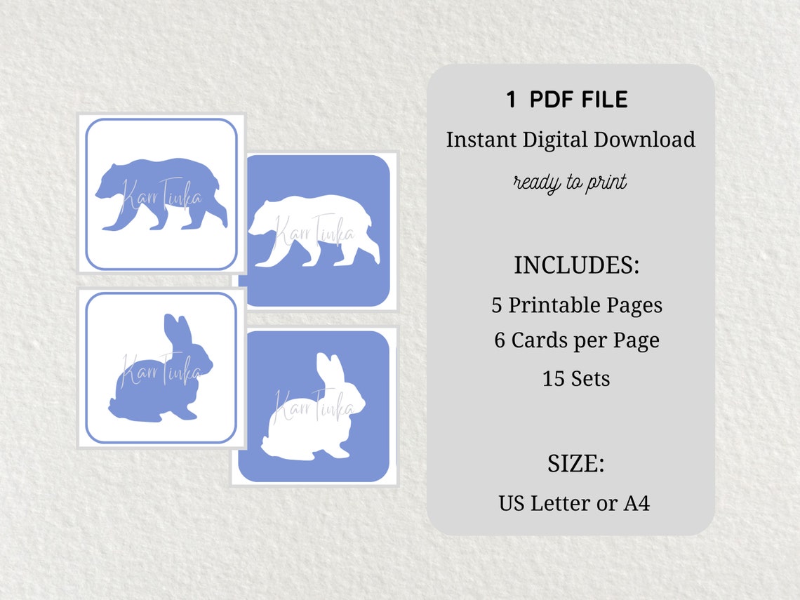 Nature Silhouette Matching Cards, Toddler Sorting Activity, Preschool ...