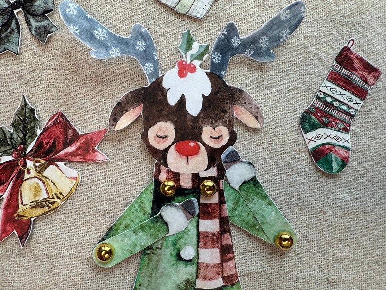 Articulated Reindeer Paper Dolls, Movable Jointed Christmas Doll ...