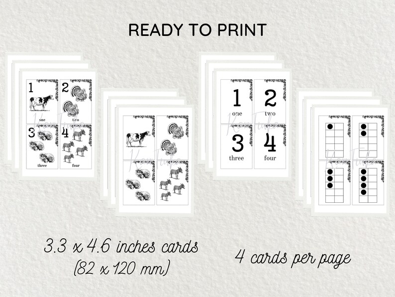 Farm Numbers 1 to 10 Flash Cards Printable, Nature Flashcards, Counting ...