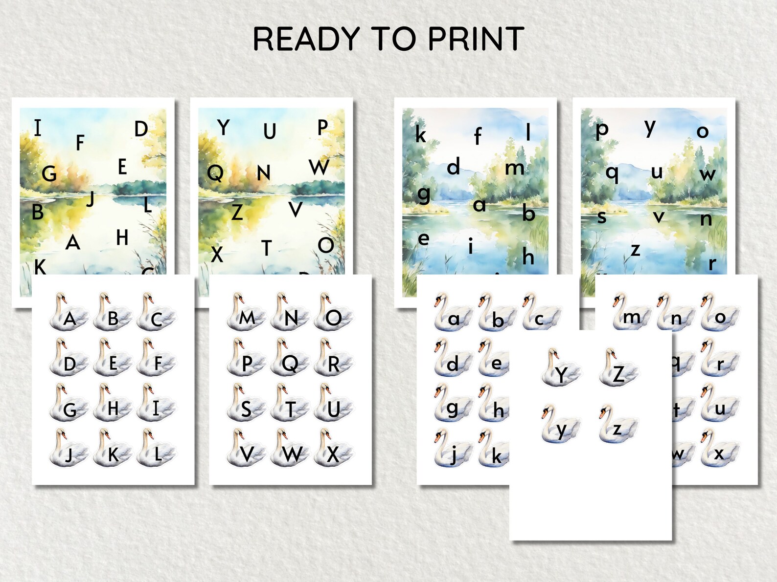 Swan Letter Matching Cards, Alphabet Recognition Activity, Montessori ...