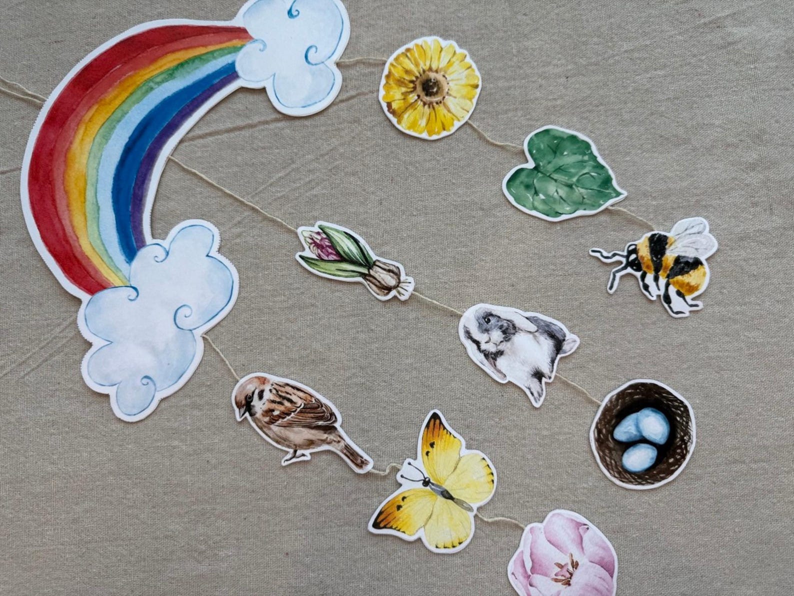 Spring Paper Mobile, Printable Wall Hanging, DIY Paper Spring Decor ...