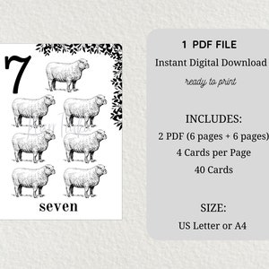 Farm Numbers 1 to 10 Flash Cards Printable, Nature Flashcards, Counting ...
