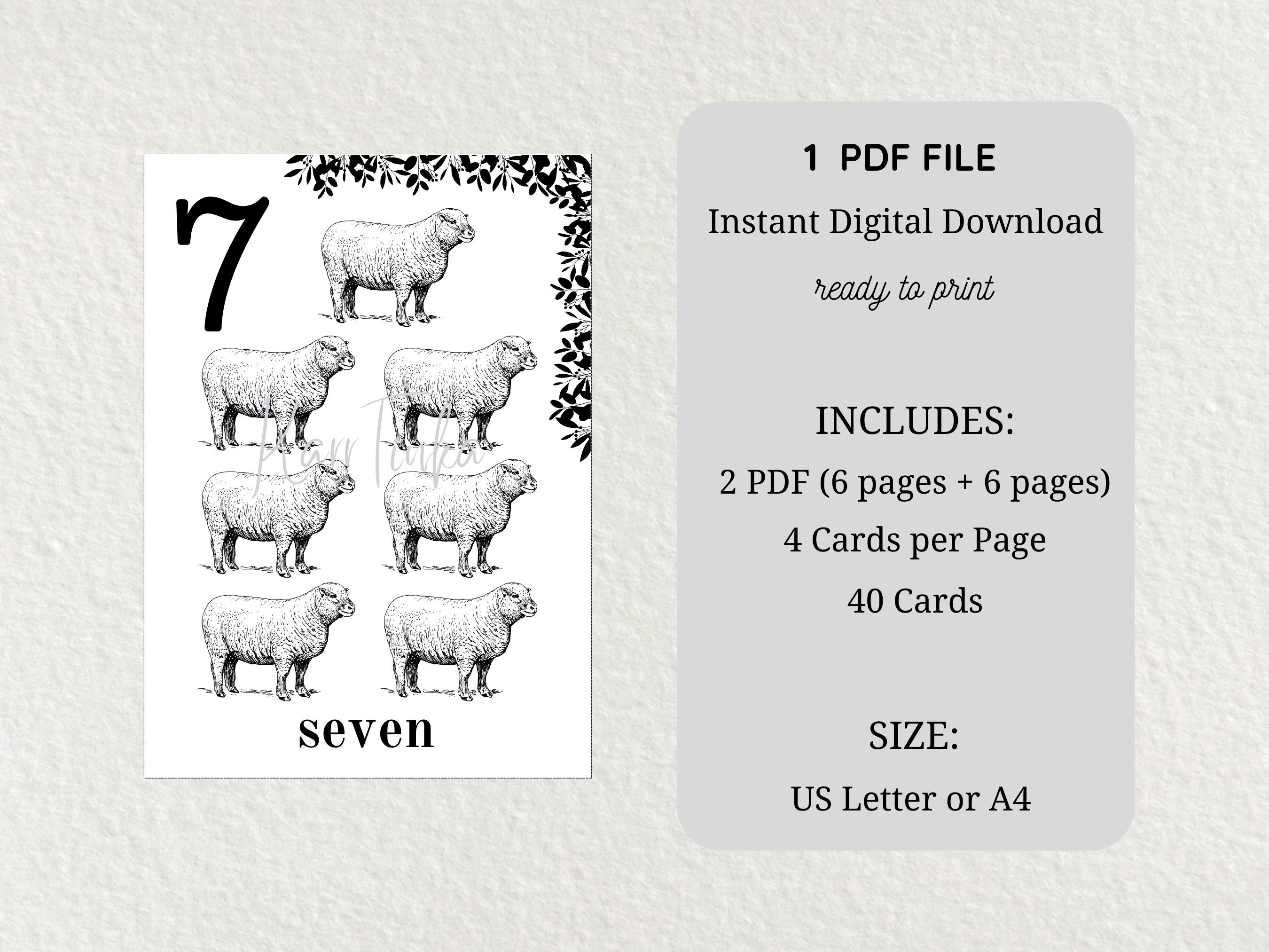 Farm Numbers 1 to 10 Flash Cards Printable, Nature Flashcards, Counting ...