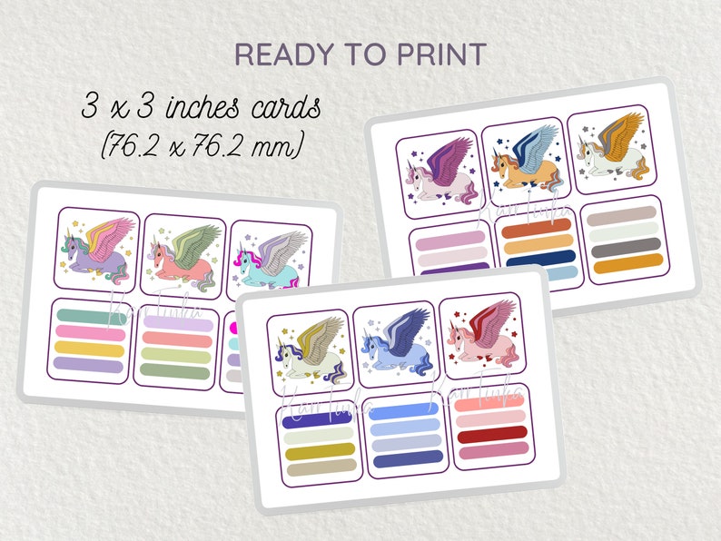 Unicorn Colors Matching Cards, Colors Recognition Activity, Preschool ...