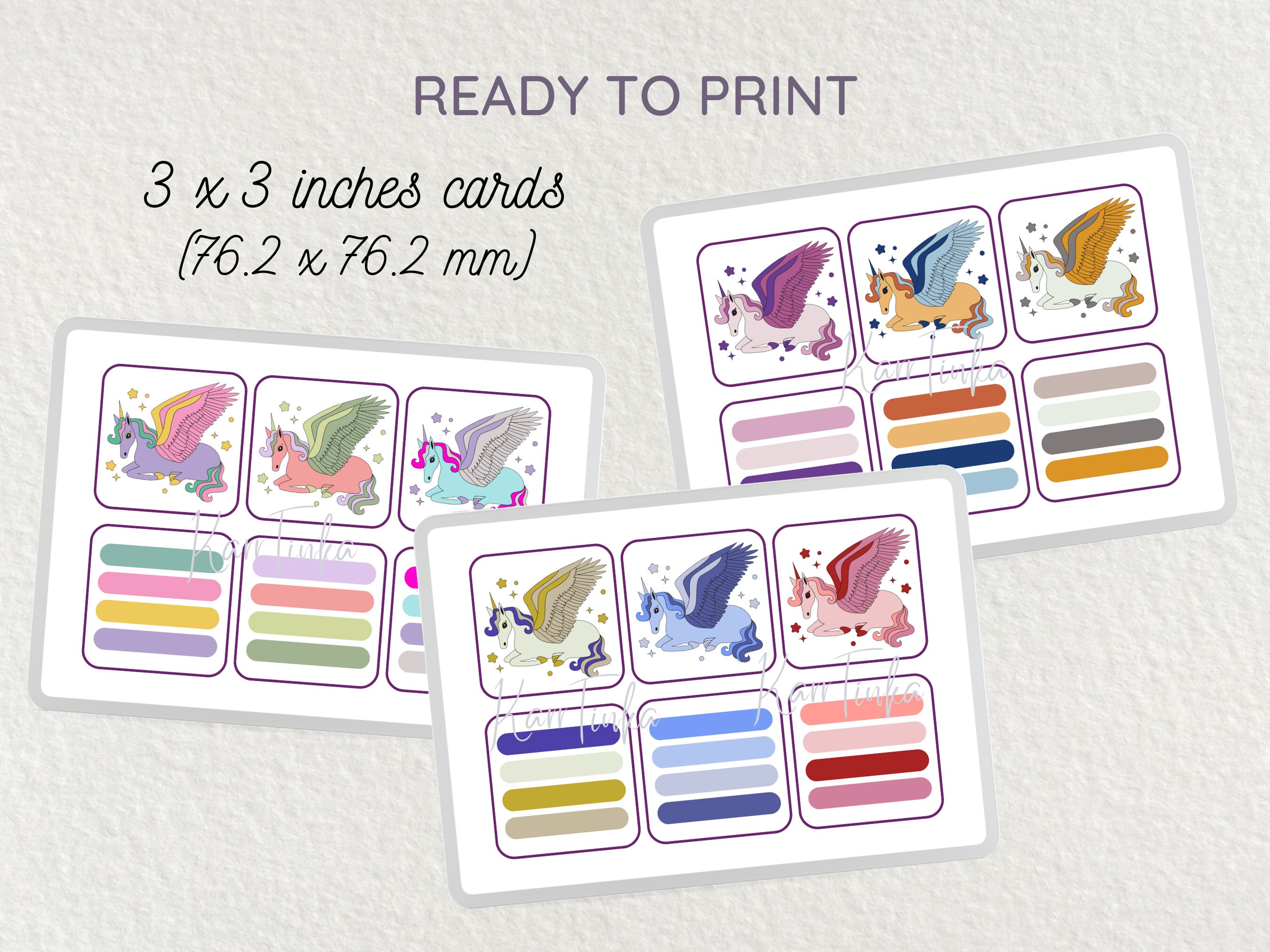 Unicorn Colors Matching Cards, Colors Recognition Activity, Preschool ...