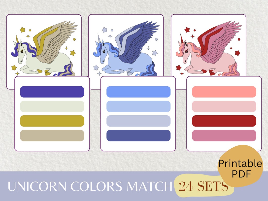 Unicorn Colors Matching Cards, Colors Recognition Activity, Preschool ...