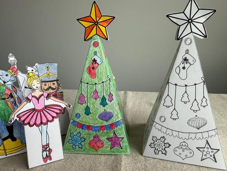 Christmas Nutcracker Coloring Paper Craft, Printable Christmas Diorama, Winter Play Set, Xmas ...