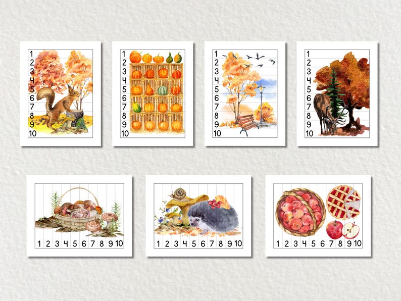 Autumn Fall Number Sequence Math Puzzles, Numbers 1-5, Numbers 1-10 ...