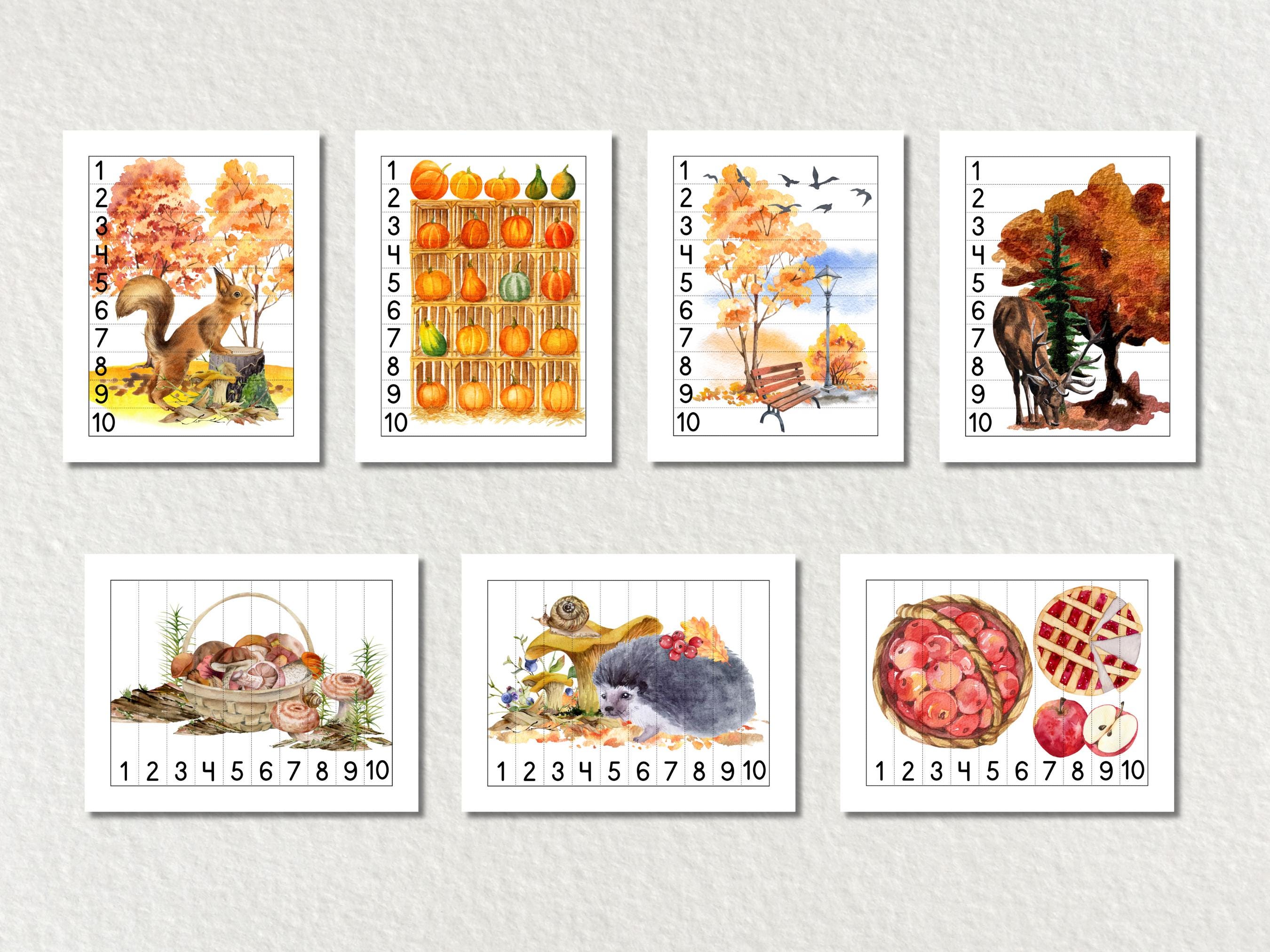 Autumn Fall Number Sequence Math Puzzles, Numbers 1-5, Numbers 1-10 ...