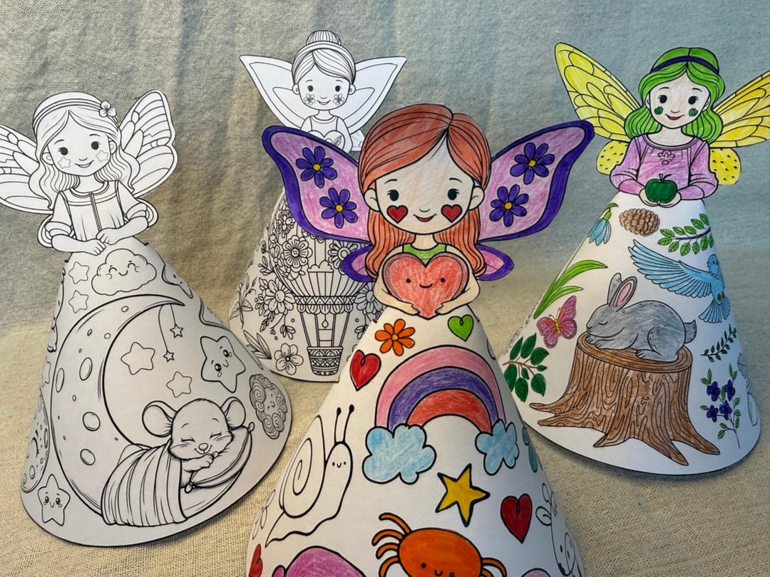 Fairy Dolls Paper Craft Kit, Paper Doll Coloring Set, Printable Paper ...