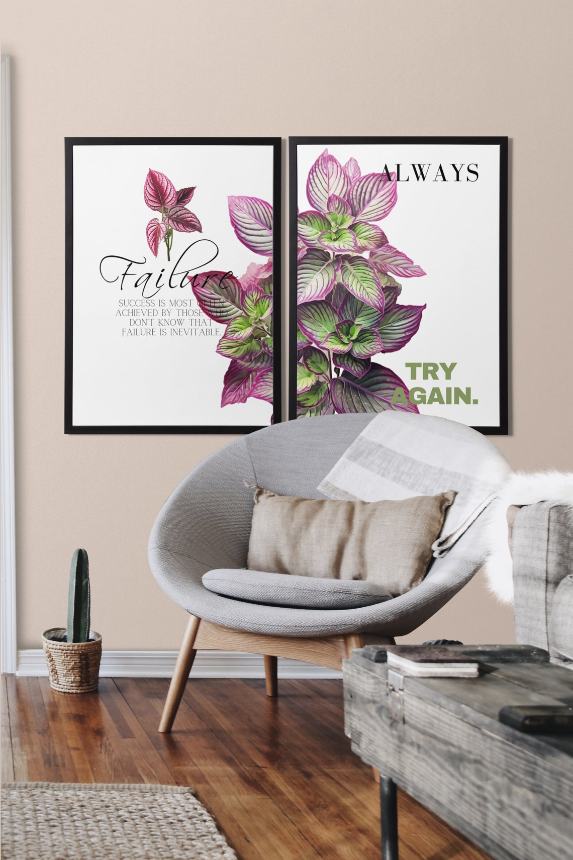 2 Piece Failure Quote, Motivational Art for Home Office or Business ...