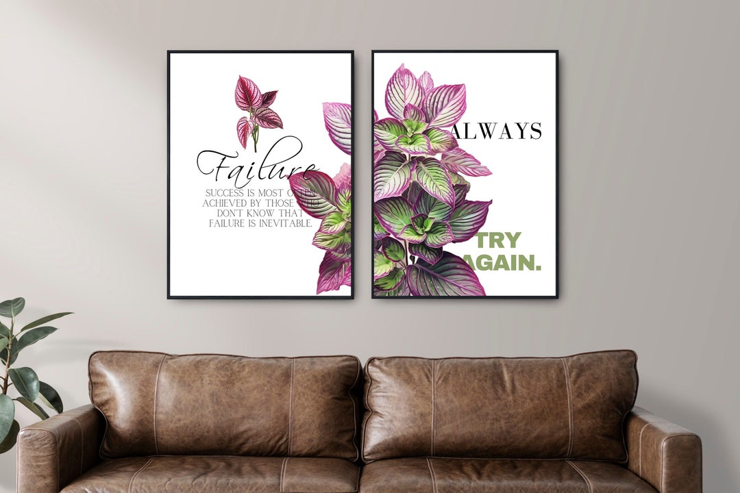 2 Piece Failure Quote, Motivational Art for Home Office or Business ...