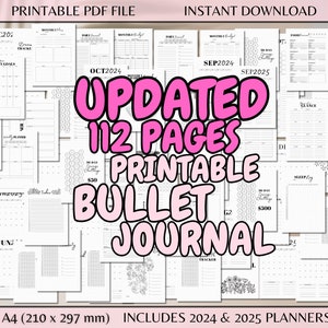 Printable Yearly Bullet Journal Bujo Spread A4 Size Daily Weekly ...