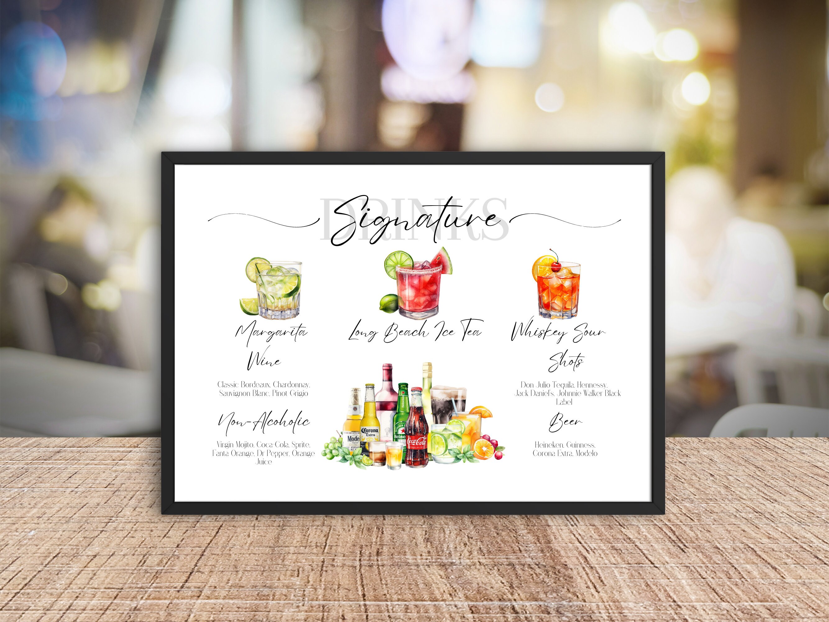 Featured Signature Drink Sign Bar Menu Template Minimalist - Etsy