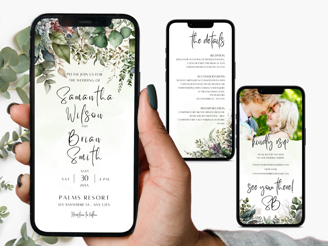 Digital Wedding Invitation Online Invitation Template Eco-friendly E ...
