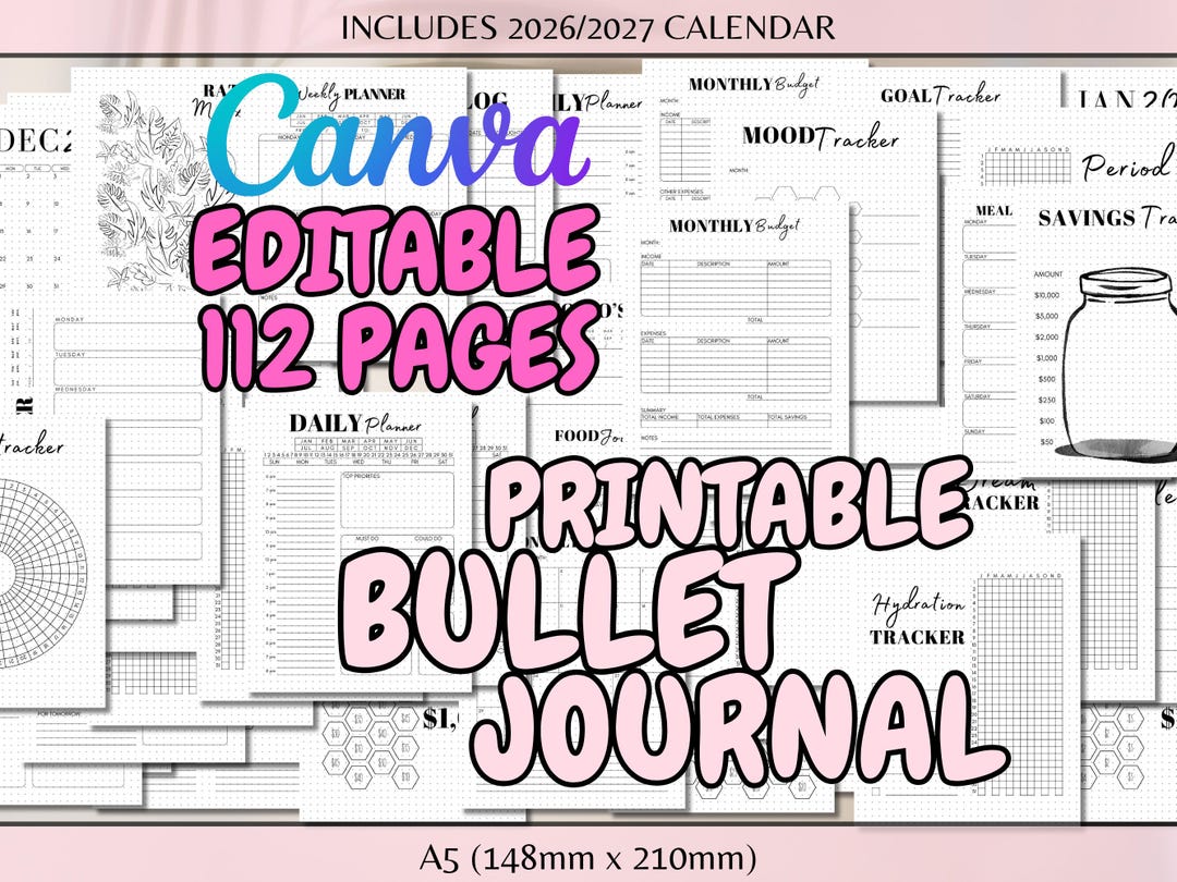 Editable Printable Bullet Planner Bujo Printables Bujo Spread Journal ...
