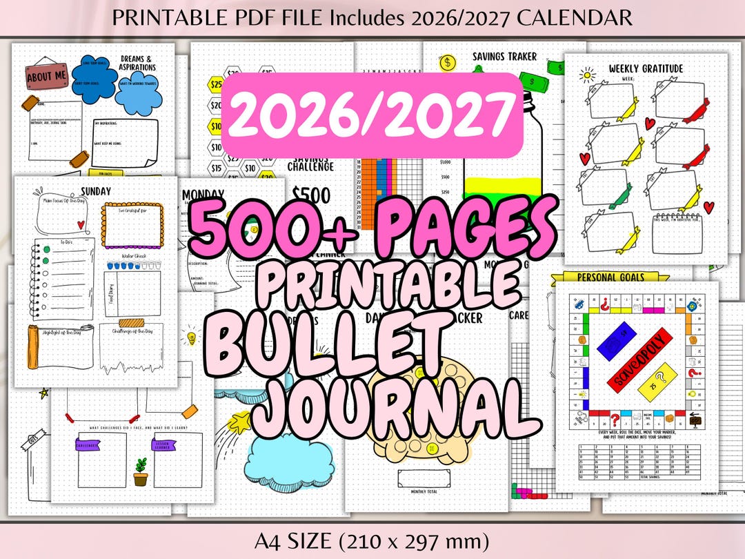 2026 Printable Bullet Journal Bundle Bujo Templates Daily, Weekly ...