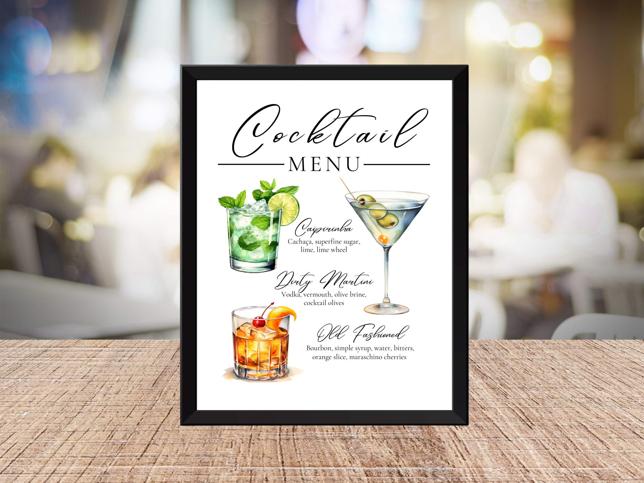 Featured Signature Drink Sign Bar Menu Template Minimalist Printable ...