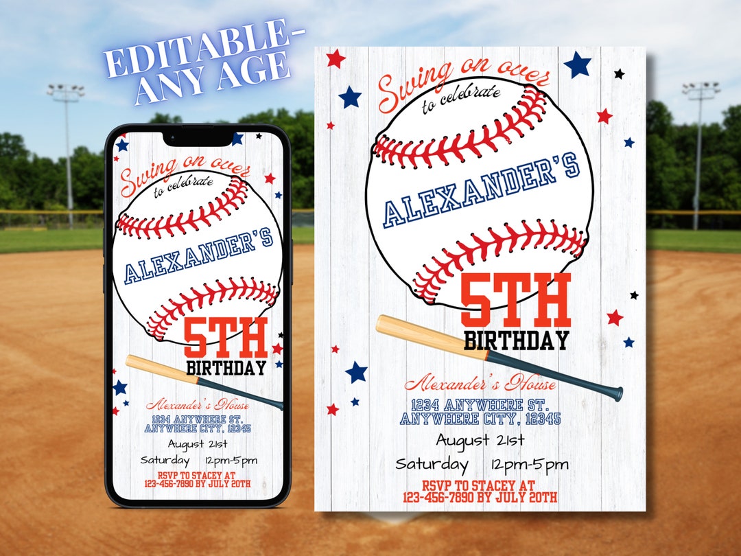 Baseball Invitation, Editable Birthday Invitation, Baseball Invite ...