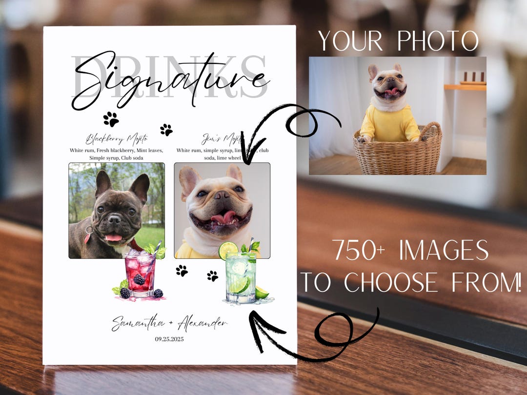 Editable Dog Drink Menu Template, Pet Signature Cocktail Sign, Pet ...