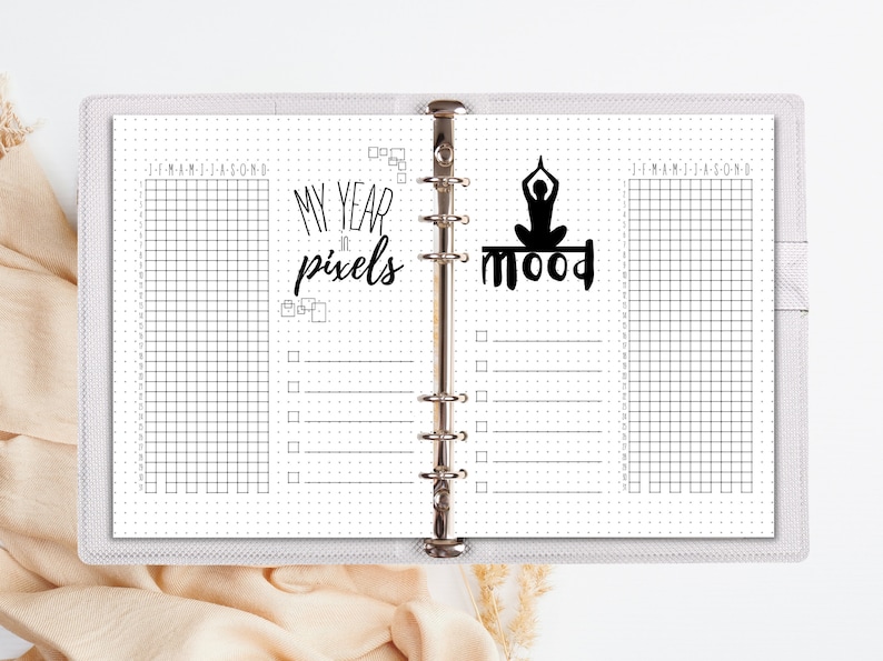 Plantillas imprimibles para Bullet Journal anual (tamaño carta, A4, A5 ...