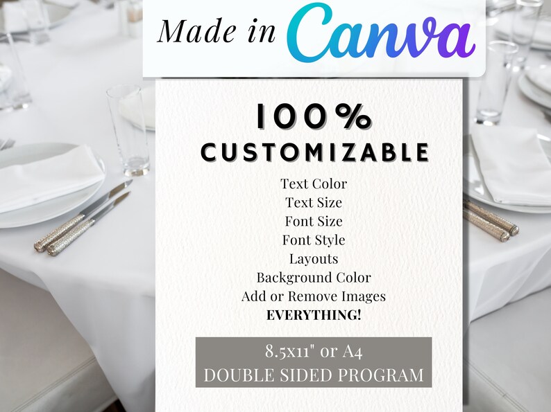 Folded Newspaper Wedding Program Canva Template Printable - Etsy