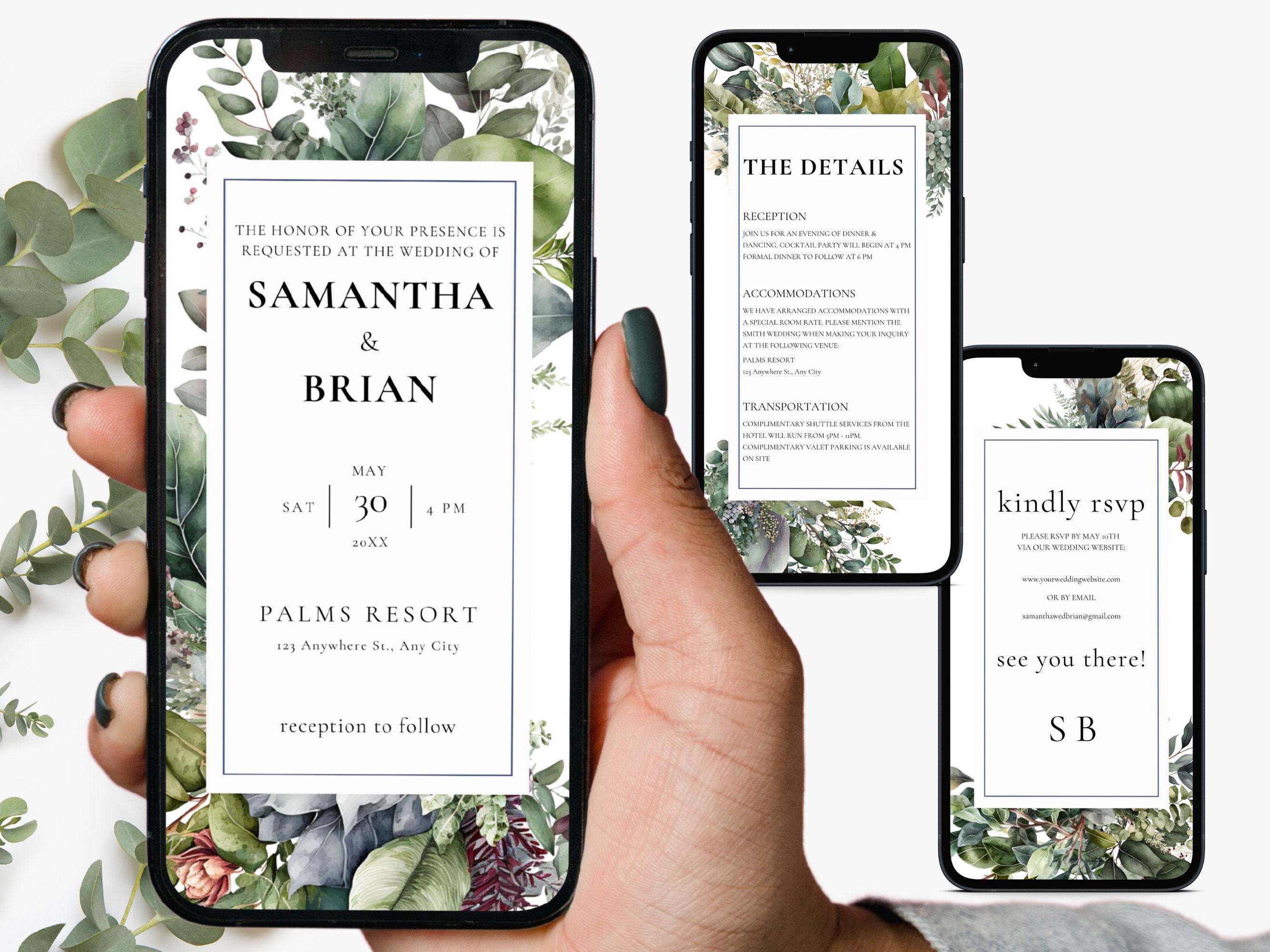 Digital Wedding Invitation Online Invitation Template Eco-friendly E ...