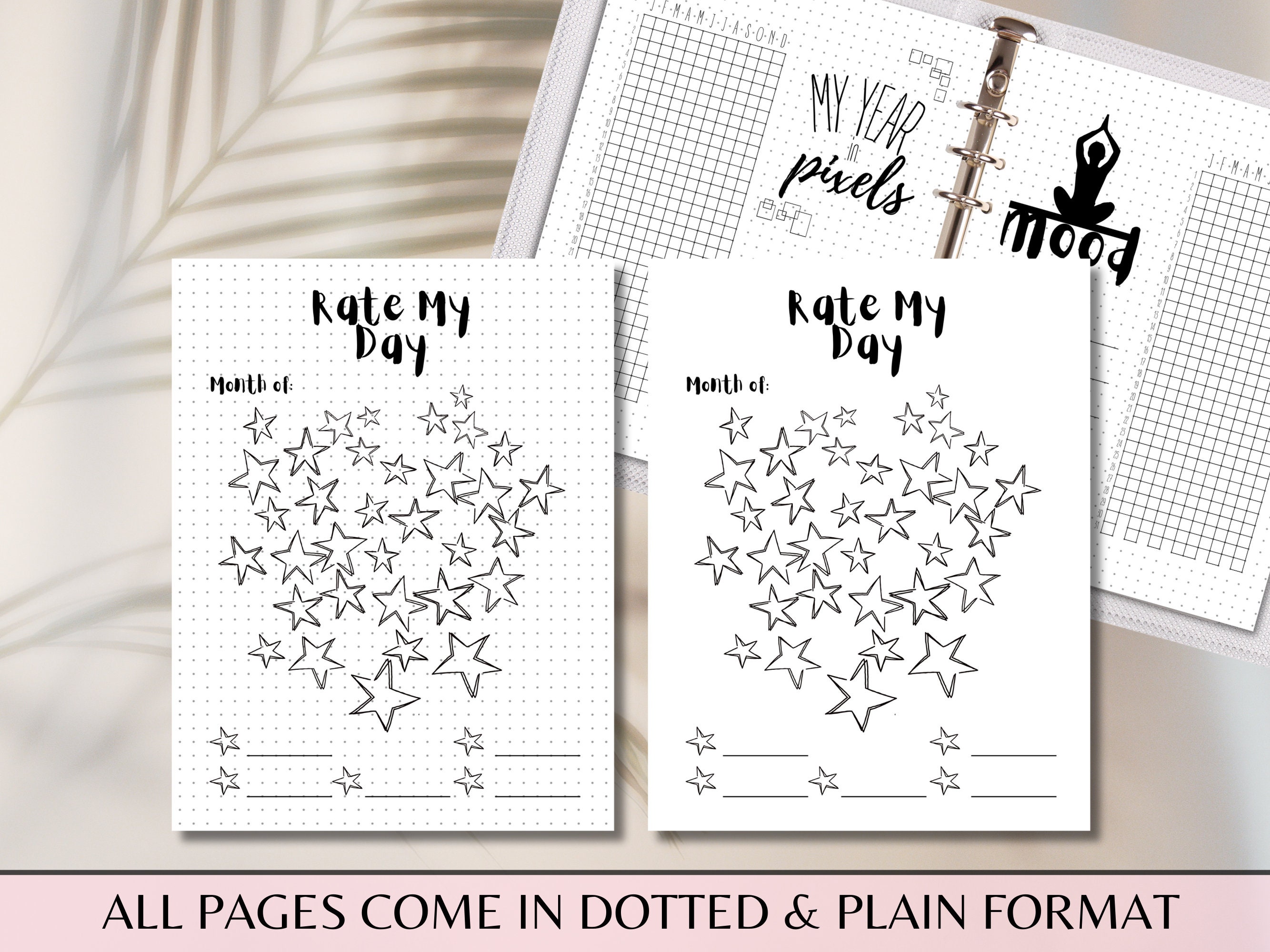 Plantillas editables de Bullet Journal anuales Bujo US Letter A4 A5 A6 ...